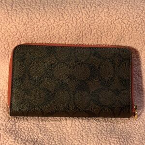 Coach | Bags | Coach Signature Brown And Pink Wallet | Poshmark